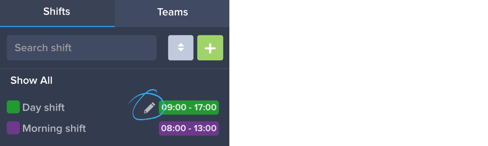 Managing shift types